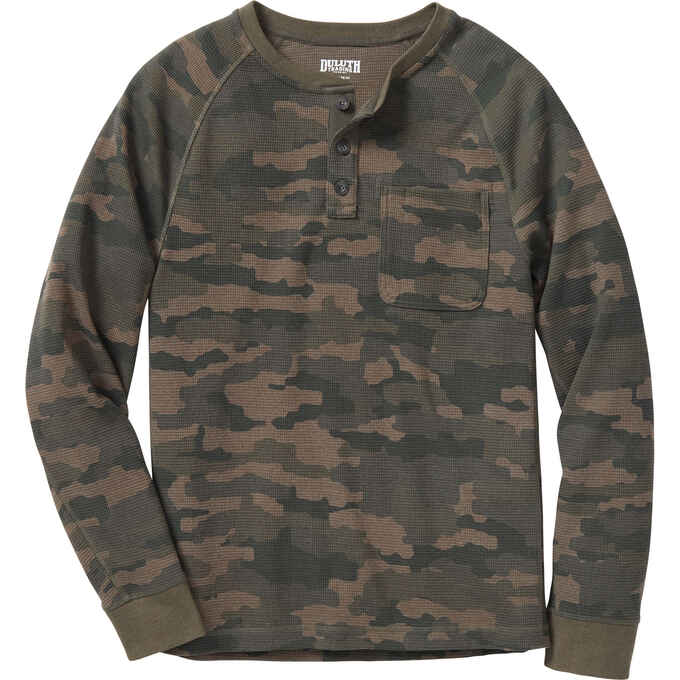 Mens Burly Thermal Standard Fit Camo Henley Duluth Trading Company